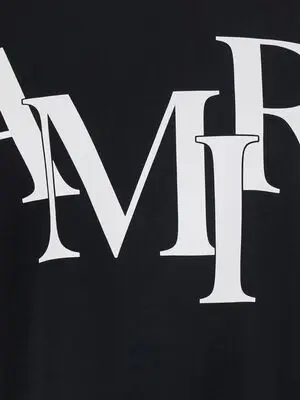 Amiri Crewneck Cotton T-shirt With Chest Logo Print - Black