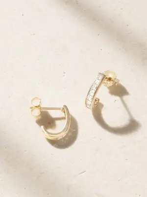 LUCY DELIUS 14-karat Diamond Hoop Earrings - Gold