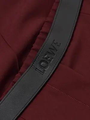 Loewe Leather-trimmed Pleated Wool Grain De Poudre Pants