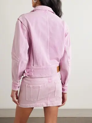 MARANT ETOILE Joseline Denim Biker Jacket - Pink