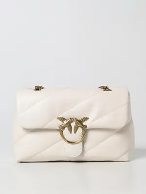 Pinko Quilted Shoulder Bag With Chain Strap - Ivory