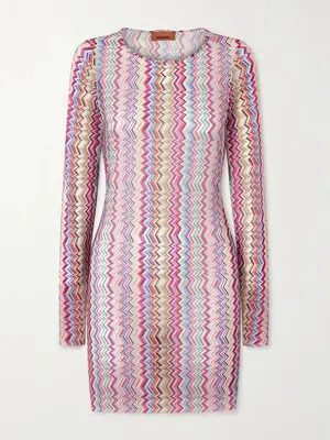 Missoni Striped Stretch-jersey Mini Dress - Pink