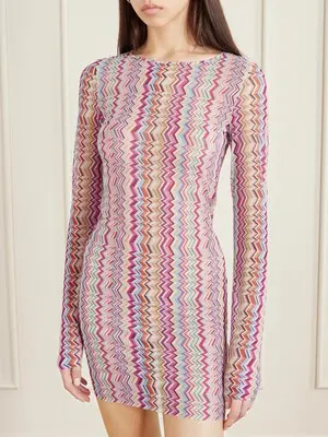 Missoni Striped Stretch-jersey Mini Dress - Pink
