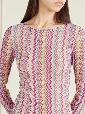 Missoni Striped Stretch-jersey Mini Dress - Pink