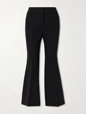 Gabriela Hearst Marsh Pleated Wool-crepe Flared Pants - Black