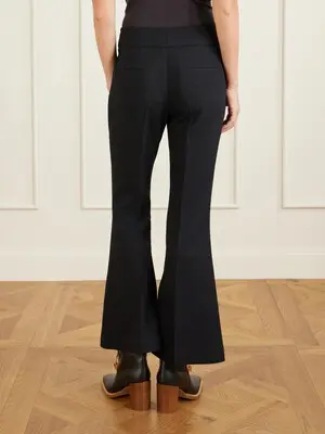 Gabriela Hearst Marsh Pleated Wool-crepe Flared Pants - Black