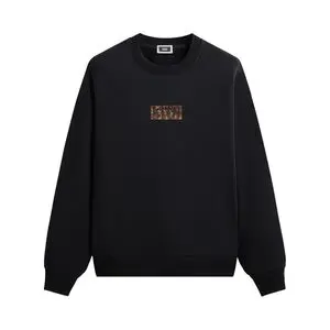 Kith Classic Logo Leopard Applique Nelson Crewneck - Black