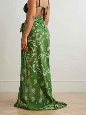 Johanna Ortiz Printed Cotton Pareo - Green