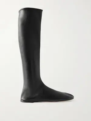 CHRISTEN Tabi Split-toe Leather Knee Boots - Black