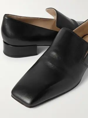 CHRISTEN Classic Square Leather Loafers - Black