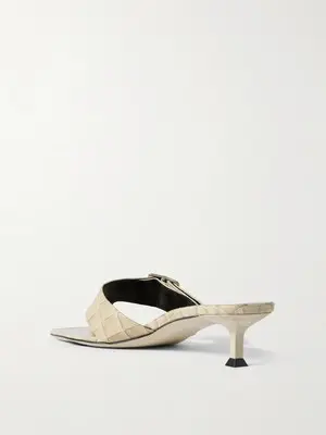 CHRISTEN Helix Croc-effect Patent-leather Sandals - White