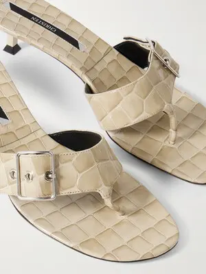 CHRISTEN Helix Croc-effect Patent-leather Sandals - White