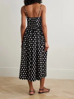 Cara Cara Alba Polka-dot Cotton-poplin Midi Dress - Black