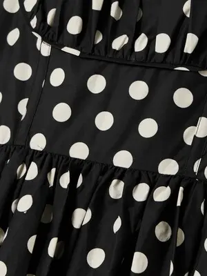 Cara Cara Alba Polka-dot Cotton-poplin Midi Dress - Black
