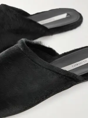 CHRISTEN Elipse Calf Hair Slip-ons - Black
