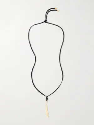Bottega Veneta Gold-plated And Leather Pendant Necklace - Black