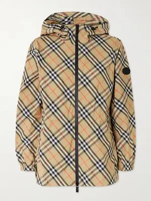 Burberry Checked Hooded Shell Jacket - Neutrals