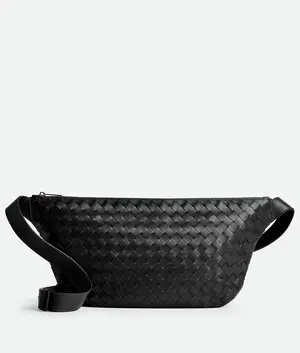 BOTTEGA  VENETA Intrecciato Leather Sling Bag - Black