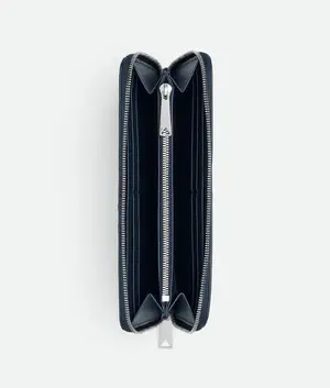 Bottega Veneta Intrecciato Piccolo Zip Around Wallet - Neptune
