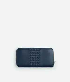 Bottega Veneta Intrecciato Piccolo Zip Around Wallet - Neptune