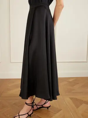 ANINE BING Christina Silk-blend Satin Midi Skirt