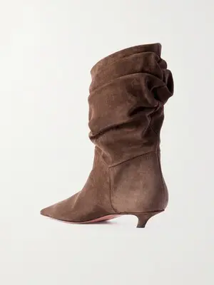 Amina Muaddi Jamie Ruched Ankle Boots - Brown