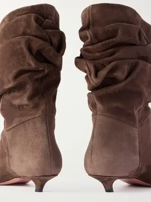 Amina Muaddi Jamie Ruched Ankle Boots - Brown