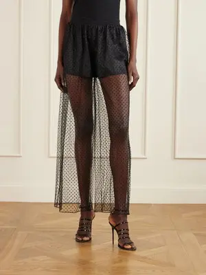 Alaïa Polka-dot Fil Coupé Organza Wide-leg Pants