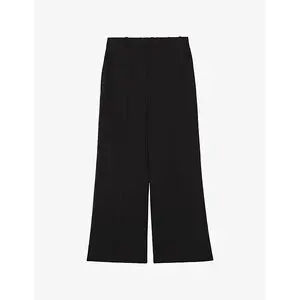 REISS Wide-leg Stretch-woven Trousers - Black