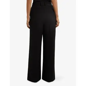 REISS Wide-leg Stretch-woven Trousers - Black