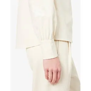 ME+EM Micro-cord Ruffle-trim Woven Blouse - Cream