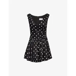 SELF-PORTRAIT Polka Dot V-neck Mini Dress - Black