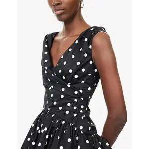 SELF-PORTRAIT Polka Dot V-neck Mini Dress - Black
