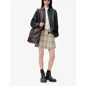 Loewe Checked Wool-cashmere Blend Mini Skirt