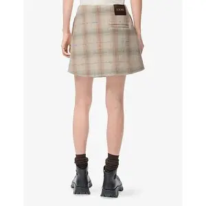 Loewe Checked Wool-cashmere Blend Mini Skirt
