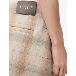 Loewe Checked Wool-cashmere Blend Mini Skirt
