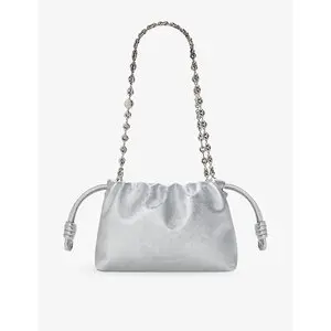 Loewe Flamenco Metallic Mini Leather Clutch - Silver