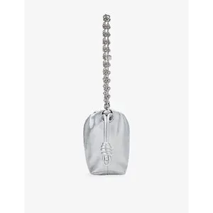Loewe Flamenco Metallic Mini Leather Clutch - Silver