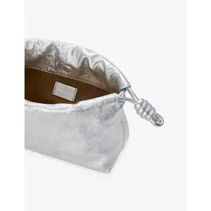 Loewe Flamenco Metallic Mini Leather Clutch - Silver