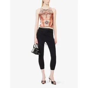 JEAN PAUL GAULTIER Tattoo-pattern Semi-sheer Mesh Top