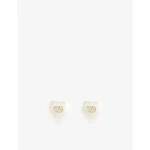 Valentino Garavani Vlogo Heart Faux-pearl Earrings - Oro/cream