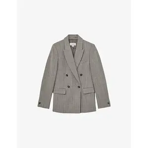 REISS Ember Double-breasted Herringbone Blazer - Grey