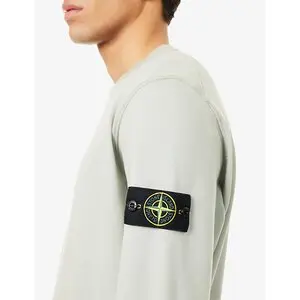 Stone Island Brand-patch Cotton-jersey Sweatshirt - Sage