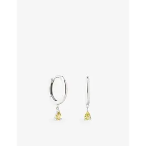 ASTRID & MIYU Pear Yellow-sapphire Drop Huggie Earrings - 14ct Solid Wg