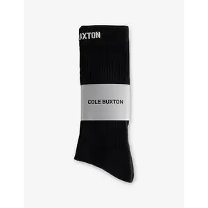 DUKE + DEXTER Brand-print Cotton-blend Socks - Black/white