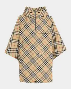 Burberry Check Twill Packaway Cape - Sand Ip Check
