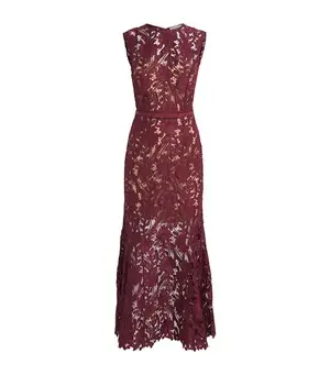 Women's Sleeveless Guipure Lace Midi Dress