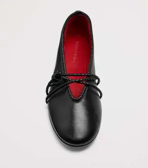 Bottega Veneta Lambskin Braided Trim Ballet Flats - Black
