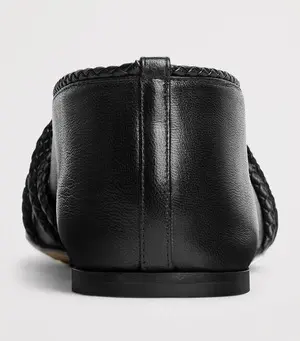 Bottega Veneta Lambskin Braided Trim Ballet Flats - Black