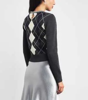 SELF-PORTRAIT Wool Argyle Sweater